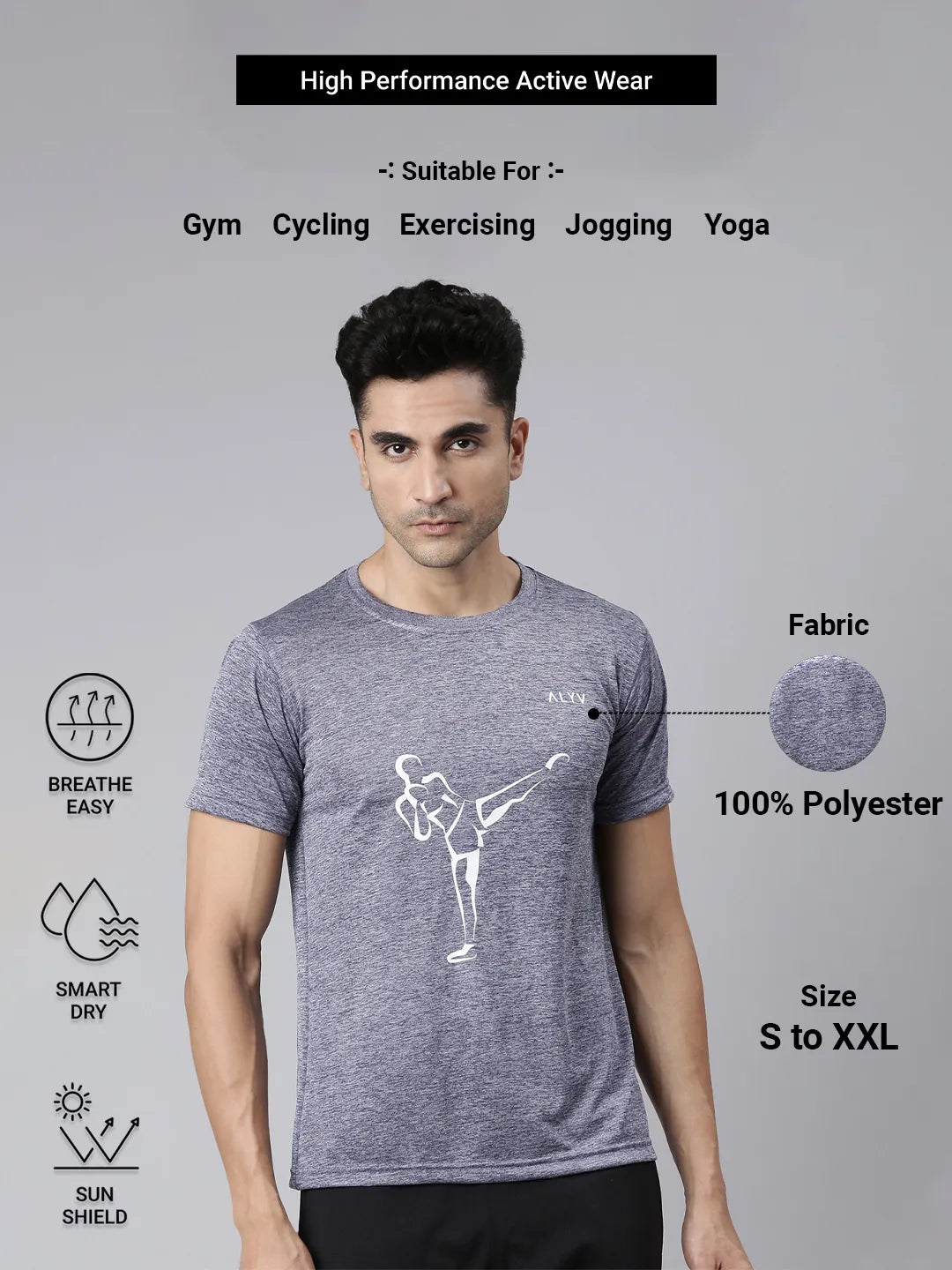 Men’s Max Performance Dry Fit T-shirt (Navy) – KriyaFit